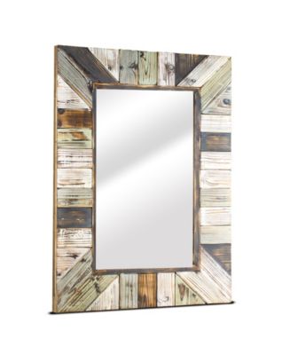 American Art Decor Rustic Wood Plank Farmhouse Rectangular Mirror - Macy's