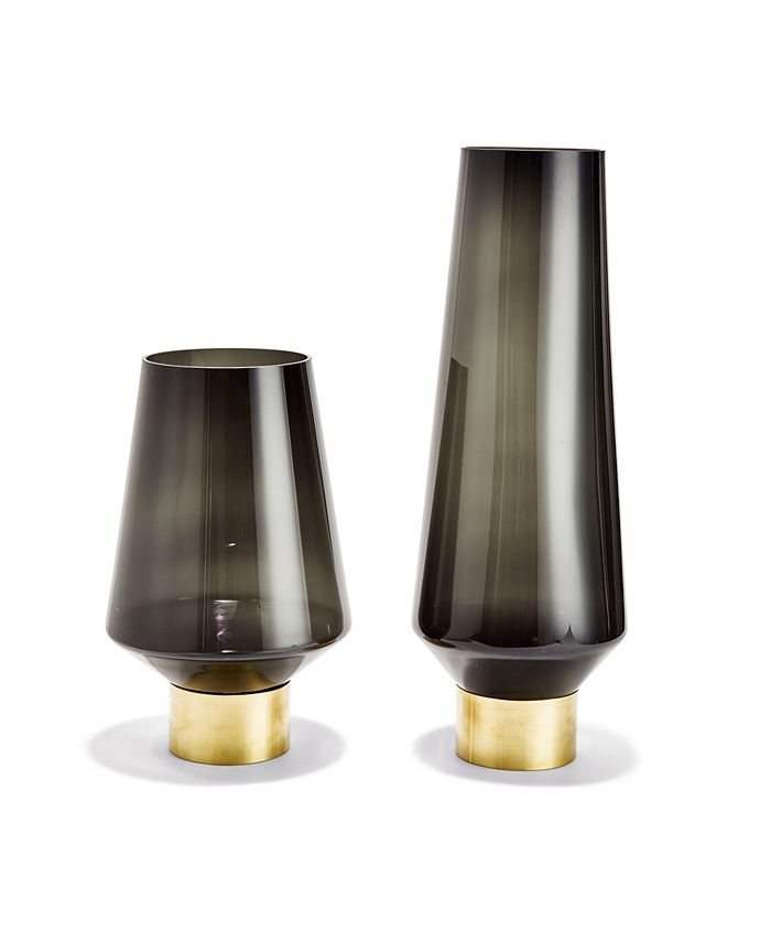 Two's Company Smoke Vases with Brass - Set of 2 - Macy's