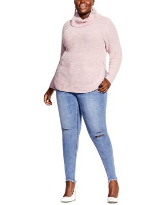 City Chic Trendy Plus Size Curved-Hem Turtleneck Sweater - Macy's