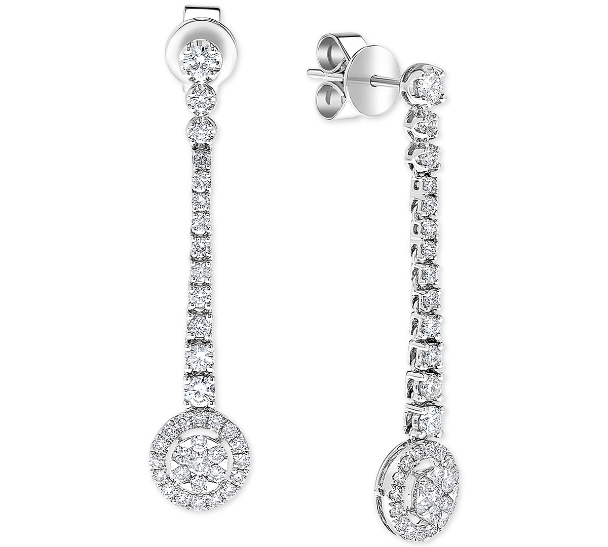 Click here for Diamond Halo Cluster Dangle Drop Earrings (1 ct. t... prices