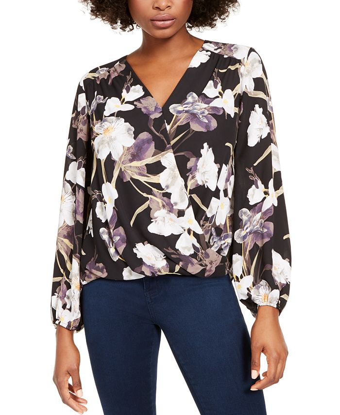 INC International Concepts INC Floral-Print Surplice Top, Created For ...
