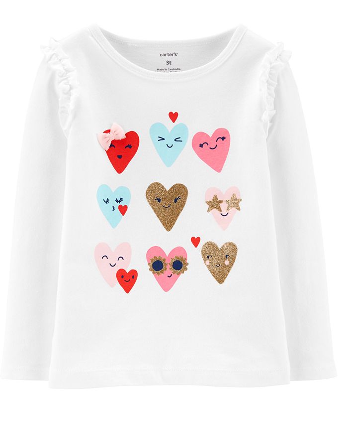 Carter's Toddler Girls Cotton Glitter Hearts T-Shirt - Macy's