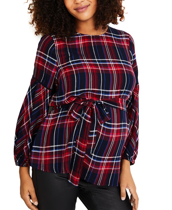 Motherhood Maternity Plaid Babydoll Blouse - Macy's