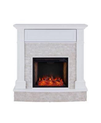 Blakely Faux Stone Alexa-Enabled Electric Fireplace with Media Shelf