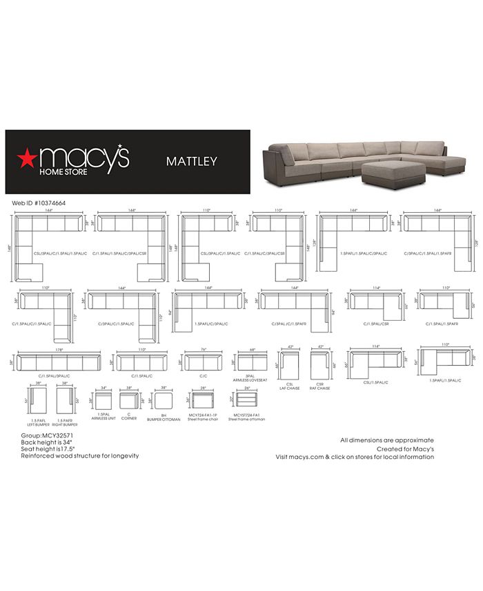 Furniture CLOSEOUT! Mattley 4-Pc. Fabric Modular Sectional Sofa with ...