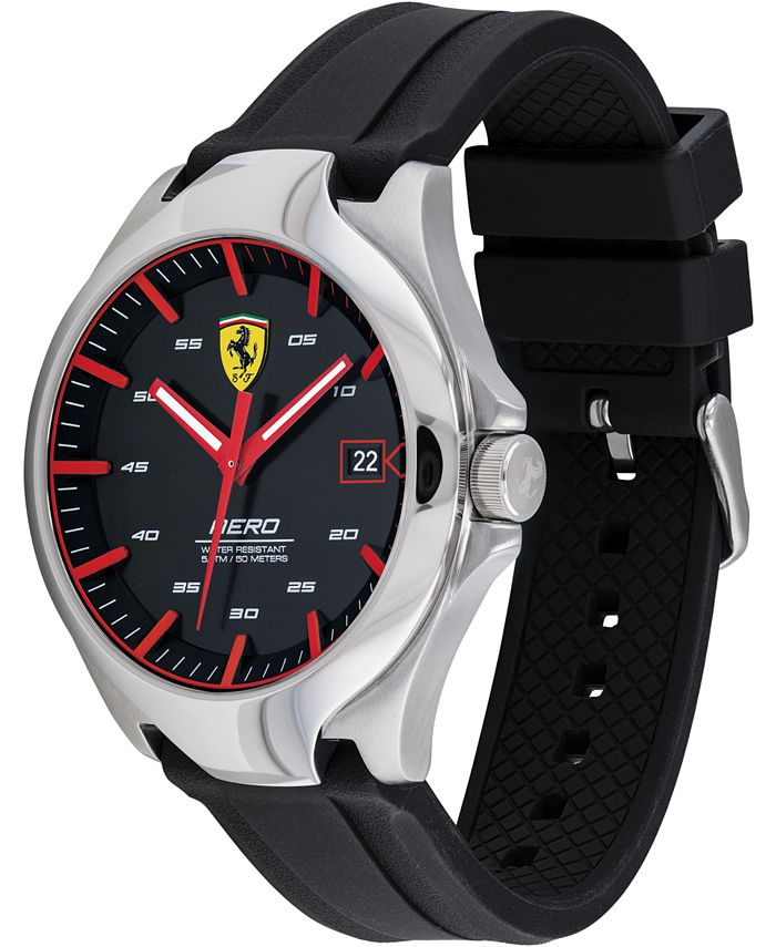 Ferrari Men's Aero Black Silcone Strap Watch 44mm - Macy's