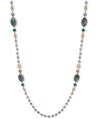 lonna & lilly Gold-Tone Blue-Green Bead Long 42" Strand Necklace - Macy's