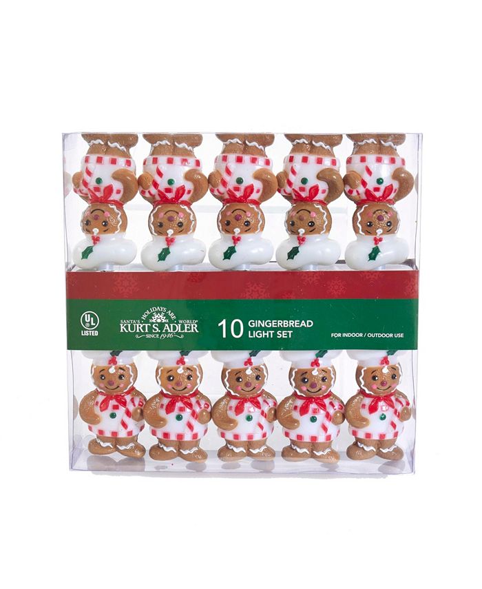 Kurt Adler UL 10-Light Gingerbread Light Set - Macy's
