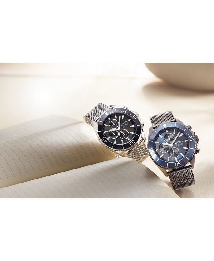 BOSS Men's Chronograph Ocean Edition Stainless Steel Mesh Bracelet ...