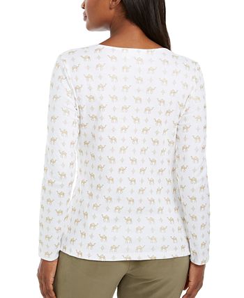 Karen Scott Shimmer Camel-Print Top, Created for Macy's - Macy's