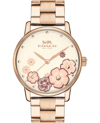 COACH Women's Grand Carnation Gold-Tone Stainless Steel Bracelet Watch ...