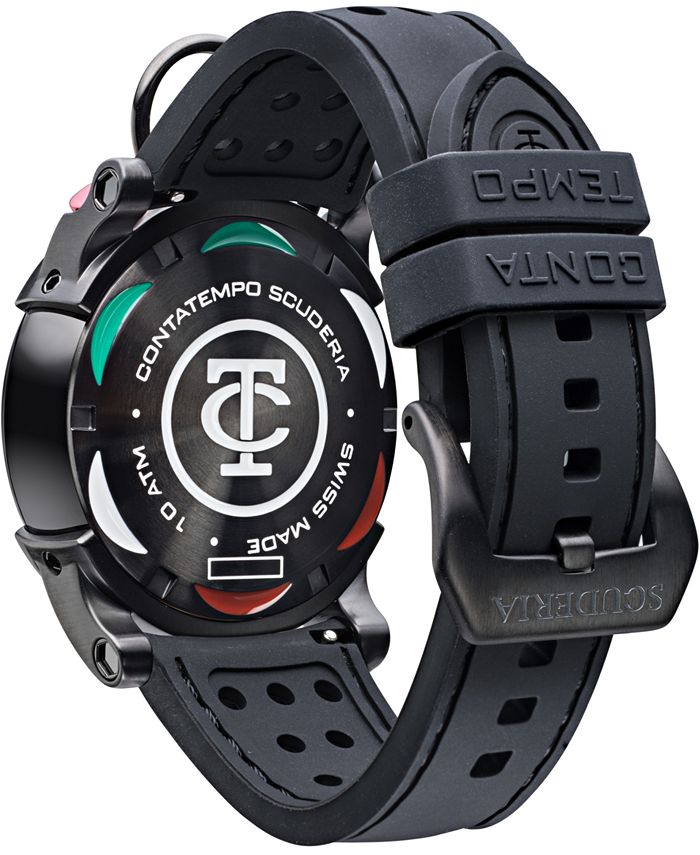 CT Scuderia Men's Swiss Chronograph Corsa Black Leather Strap Watch ...