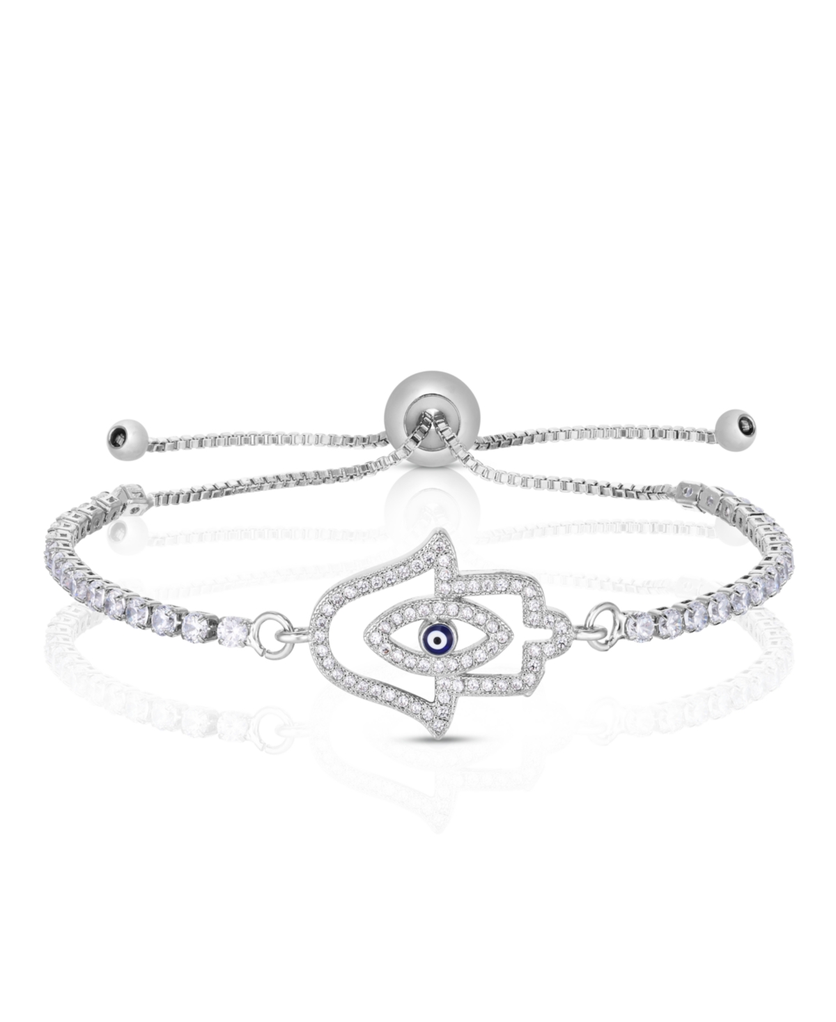 Click here for Cubic Zirconia Hamsa Adjustable Bolo Bracelet In S... prices