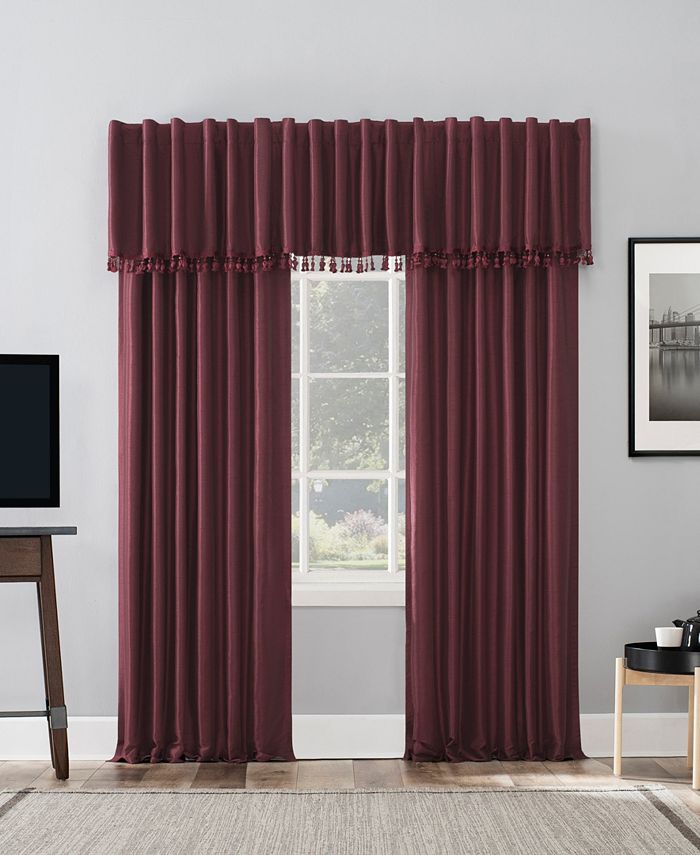 Sun Zero Evelina 50" x 17" Faux Silk Beaded Thermal Blackout Valance ...