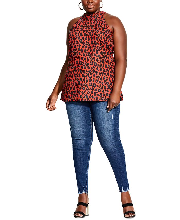 City Chic Trendy Plus Size Leopard-Print Top - Macy's