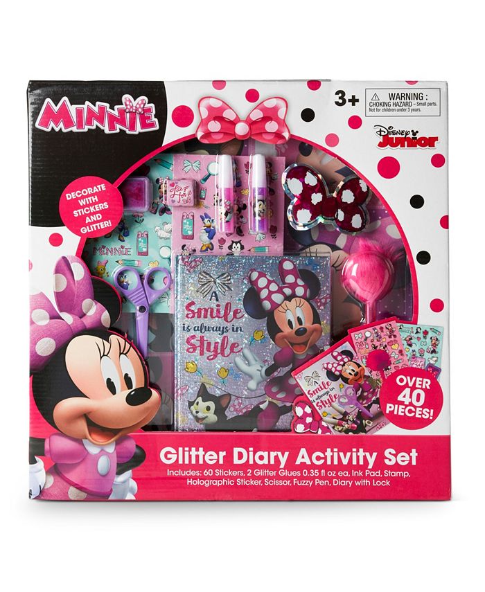 Tri-Coastal Design Minnie Mouse Glitter Diary Set - Macy's