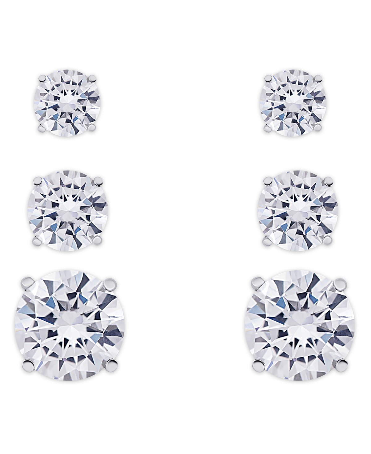 Click here for Cubic Zirconia 3-Pc. Set Graduated Round Stud Earr... prices