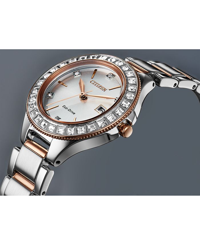 Citizen Eco-Drive Women's Silhouette Crystal Two-Tone Stainless Steel Bracelet Watch 31mm - Macy's