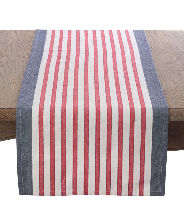 Saro Lifestyle American Flag Usa Red White Blue Stripe Cotton Table ...