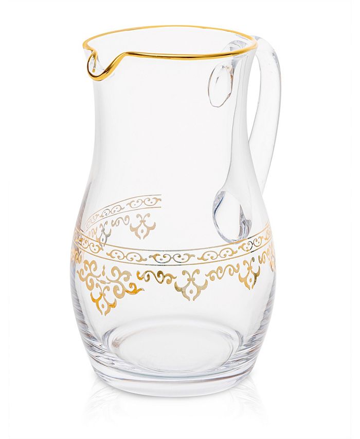 Classic Touch Glass Water Pitcher with Rich Gold-Tone Design - Macy's