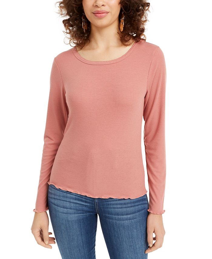 Hippie Rose Juniors' Ribbed Lettuce-Edge Top - Macy's