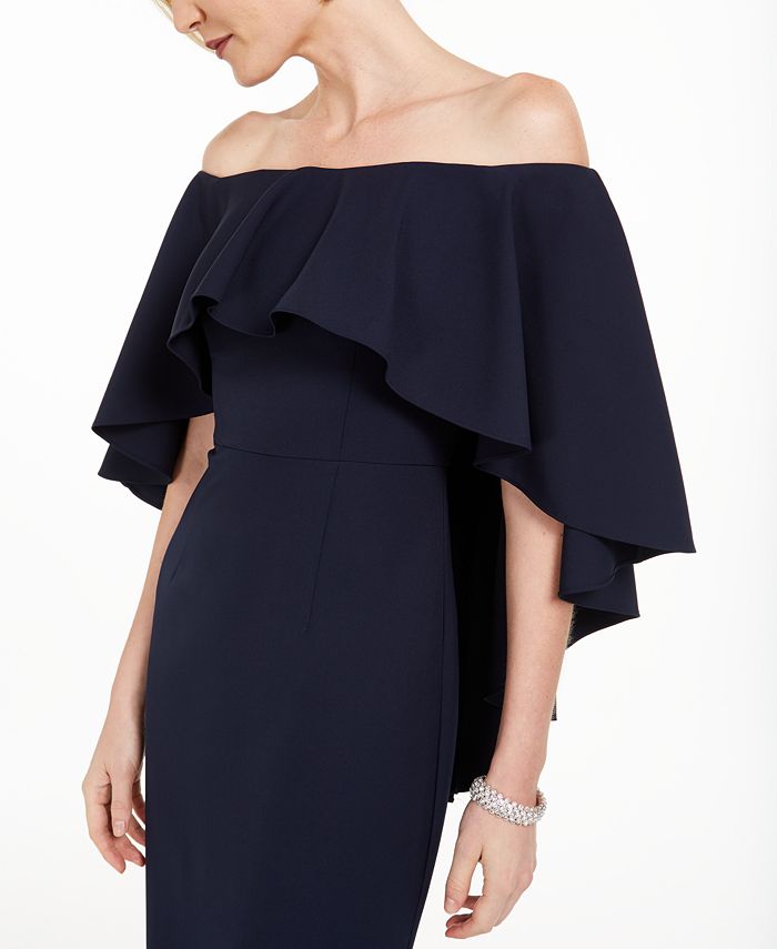 Vince Camuto Off-The-Shoulder Capelet Gown - Macy's