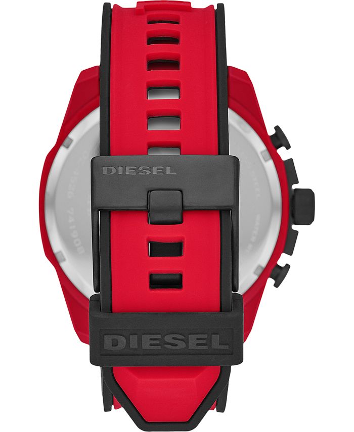 Diesel Men's Chronograph Mega Chief Red & Black Silicone Strap Watch ...