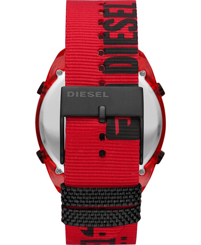 Diesel Men's Digital Crusher Red Nylon Strap Watch 46mm - Macy's