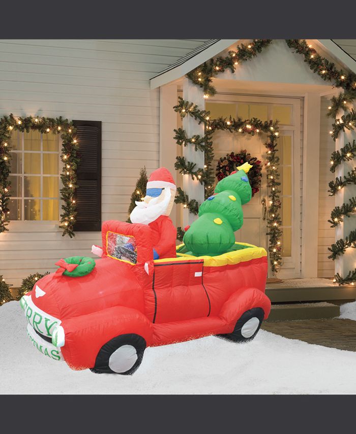 Jeco 7' Inflatable Santa In Red Trunk With Christmas Santa on Car - Macy's