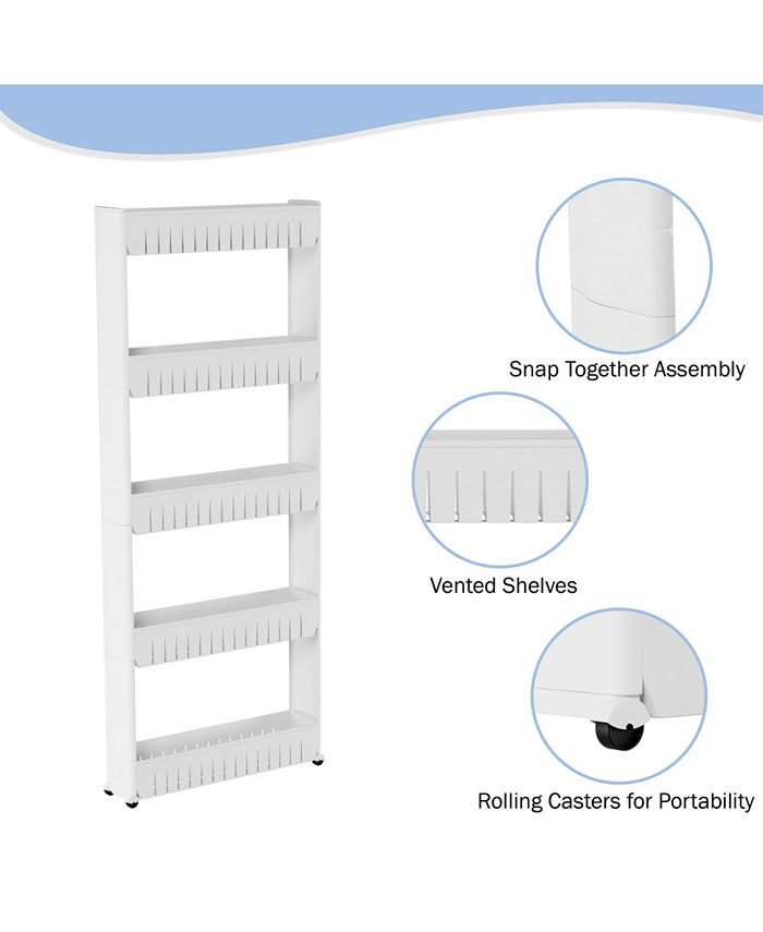 Lavish Home Slim Slide Out 5 Tier Storage Tower With Wheels - Macy's