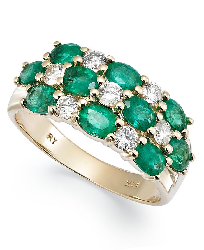 Macy's 14k Gold Ring, Emerald (2 ct. t.w.) and Diamond (1/2 ct. t.w.) 3 ...