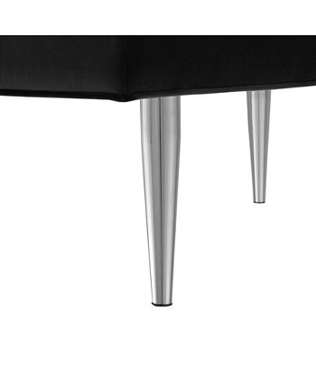 Nicole Miller Raul Velvet Tufted Bench with Tapered Metal Legs - Macy's