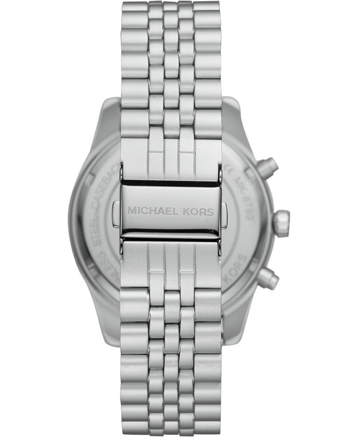 Michael Kors Men's Chronograph Lexington Silver-Tone Aluminum Bracelet ...