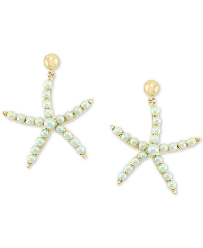 EFFY Collection EFFY® Cultured Freshwater Pearl (2 & 3mm) Starfish Drop Earrings in 14k Gold ...