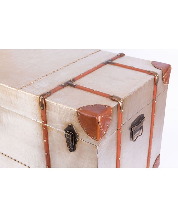 Vintiquewise Industrial Wooden Aluminum Storage Trunk with Lockable ...
