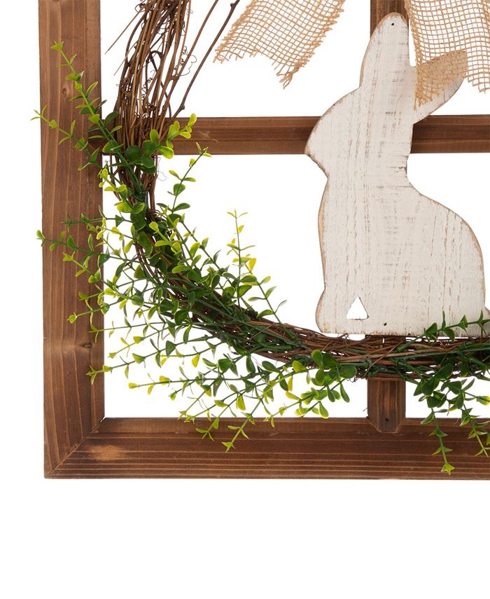 Glitzhome Wooden Frame Easter Wall Decor with Wreath - Macy's