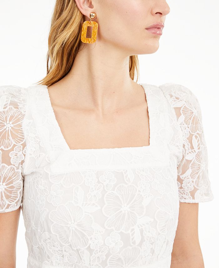 French Connection Puff-Sleeve Lace Top - Macy's