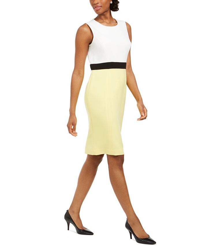 Kasper Sleeveless Crepe Colorblocked Sheath Dress - Macy's