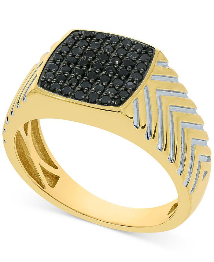 Macy's Men's Black Diamond Cluster Ring (1/2 ct. t.w.) in 10K Gold ...
