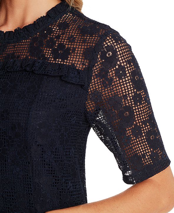 CeCe Mesh Ruffle-Trim Dress & Reviews - Dresses - Women - Macy's