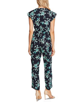 CeCe Floral Flutter-Sleeve Jumpsuit - Macy's