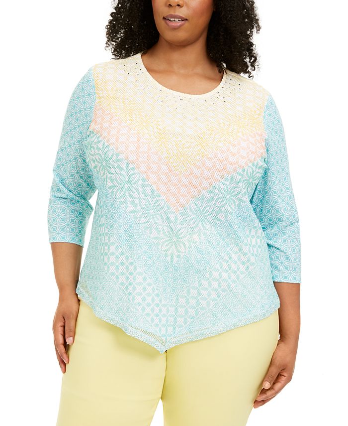 Alfred Dunner Plus Size Spring Lake Printed Top - Macy's