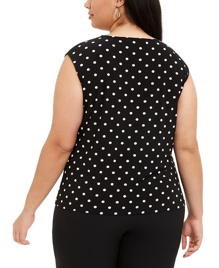 Kasper Plus Size Polka Dot Stretch Top - Macy's
