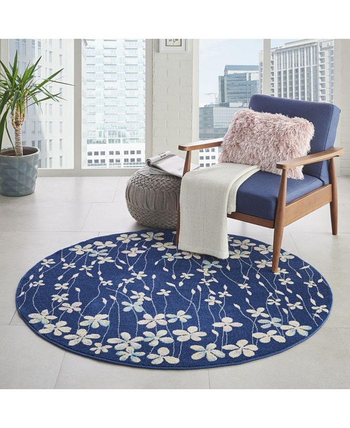 Long Street Looms Peace PEA04 Navy 5'3" Round Area Rug - Macy's