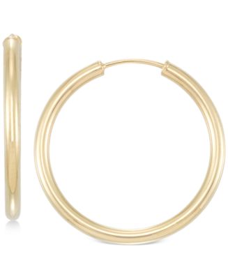 Italian Gold Small Highly Polished Flex Hoop Earrings in 14k Gold - Macy's