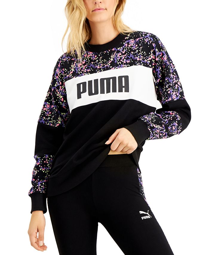Puma Women's Cotton Printed Colorblocked Sweatshirt - Macy's