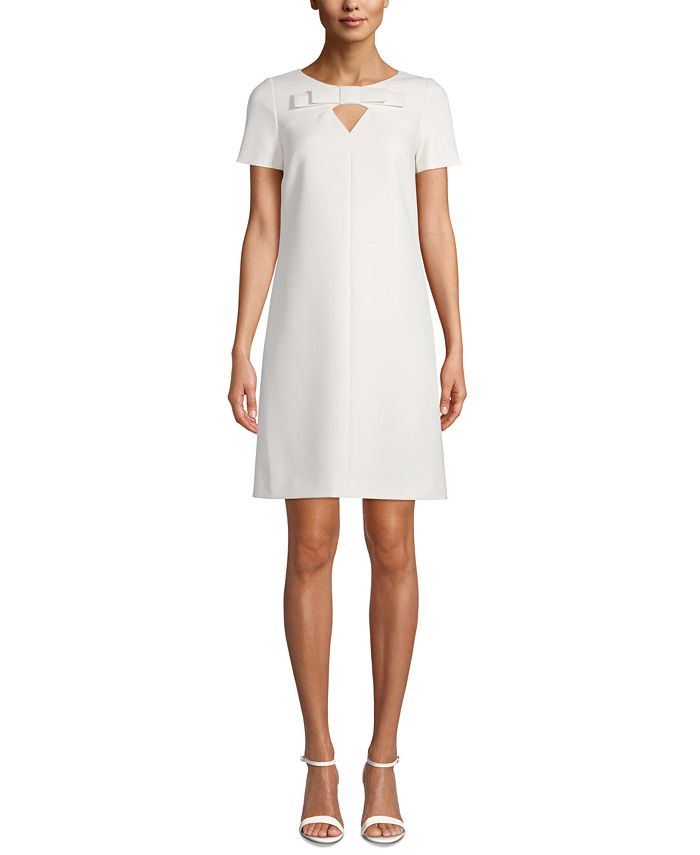Anne Klein Bow-Trim Keyhole Shift Dress - Macy's