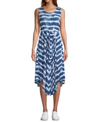 John Paul Richard Petite Tie-Dyed Belted Dress - Macy's