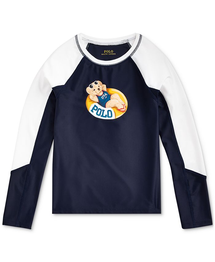 Polo Ralph Lauren Big Girls Pool Bear Stretch Rash Guard - Macy's