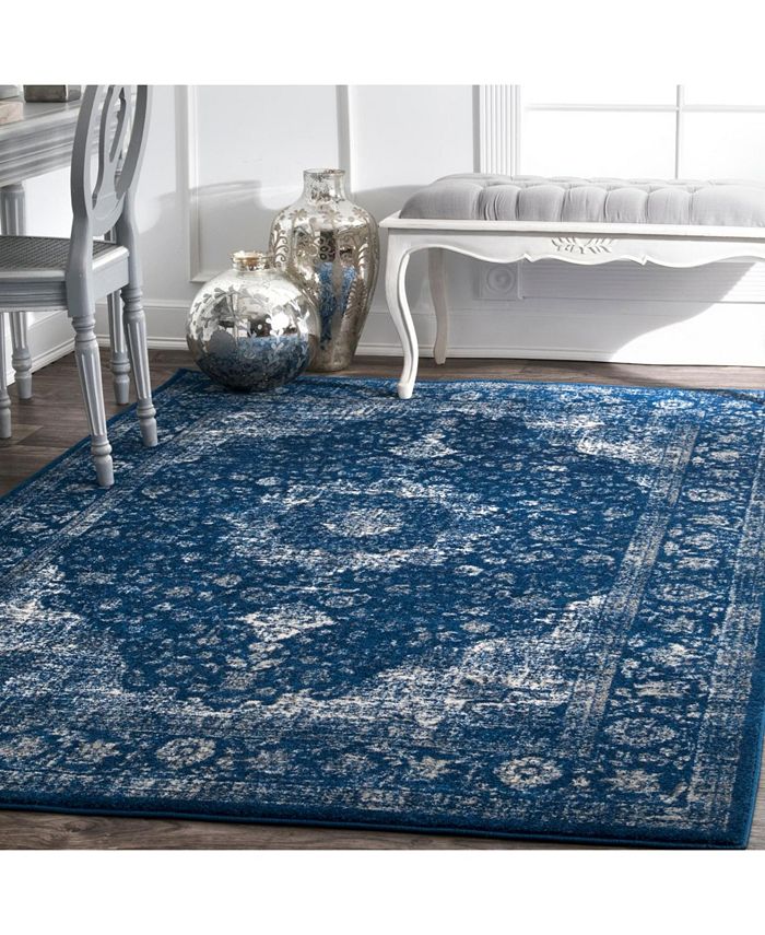 nuLoom Bodrum Vintage-Inspired Persian Verona Navy 8' x 10' Area Rug ...